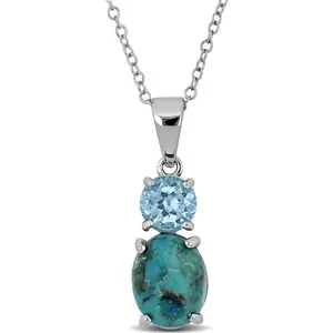 JULIANNA B. Two-stone Pendant Necklace - Turquoise