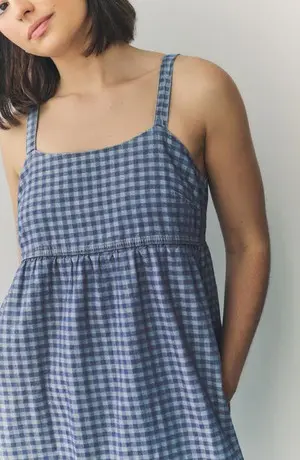 NEXT Gingham Sleeveless Denim Midi Dress