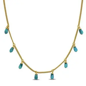 JULIANNA B. Yellow-plated Composite Gemstone Necklace - Turquoise