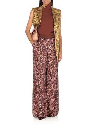Dries Van Noten Floral Print Trousers - Purple