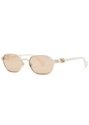 Gucci Eyewear Oval-frame Sunglasses - Gold