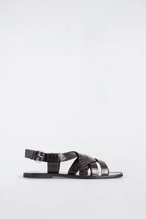 Cos Woven Leather Sandals - Brown
