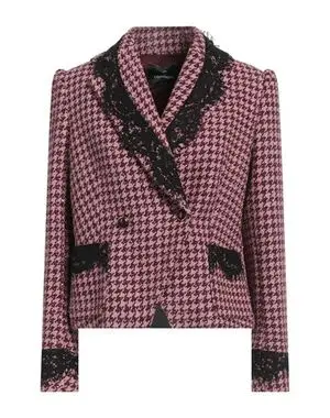 CRISTINAEFFE Double-breasted Houndstooth Tweed Blazer - Purple