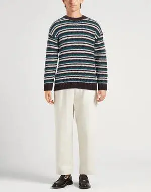 TAKESHY KUROSAWA Striped Heavy Knit Crewneck Sweater