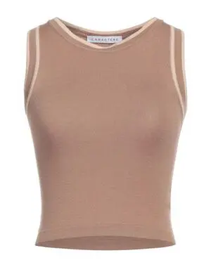 CARACTÈRE Sleeveless Knitted Top Camel