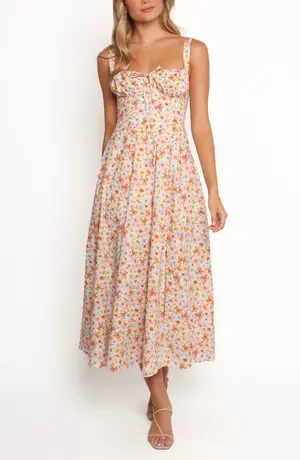 PETAL & PUP Floral Sleeveless Midi Dress - Orange