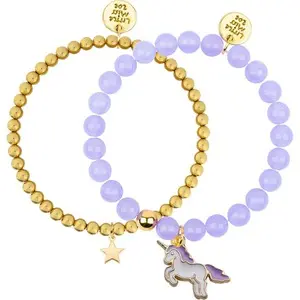 LITTLE MISS ZOE Gemstone And Gold Bracelet Set - Purple