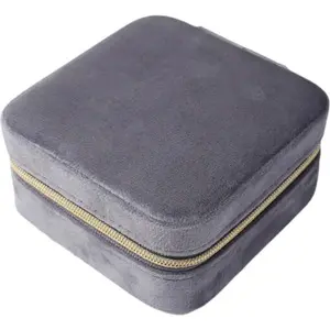 EMMA RAE Velvet Square Jewelry Case - Grey