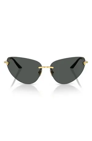 Versace 64mm Oversized Rimless Cat Eye Sunglasses - Gold/ Dark Grey