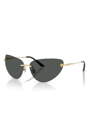 Versace 64mm Oversized Rimless Cat Eye Sunglasses - Gold/ Dark Grey