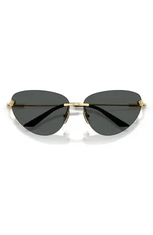 Versace 64mm Oversized Rimless Cat Eye Sunglasses - Gold/ Dark Grey