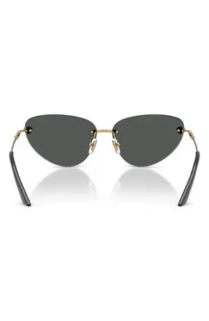 Versace 64mm Oversized Rimless Cat Eye Sunglasses - Gold/ Dark Grey