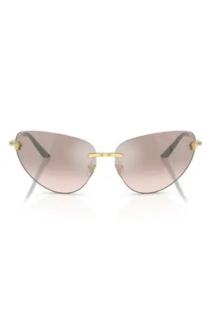 Versace 64mm Oversized Rimless Cat Eye Sunglasses Gold/ Light Brown Mirror