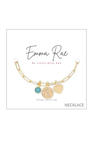 EMMA RAE Lucky Multi Charm Necklace - Blue