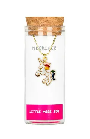 LITTLE MISS ZOE Unicorn Charm Pendant Necklace - Rainbow