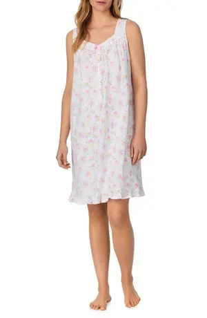 Eileen West Cotton Lawn Nightgown - White Multi