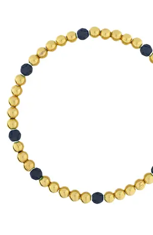 EMMA RAE 14k Gold Filled Gemstone Beaded Bracelet - Black