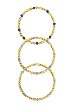 EMMA RAE 14k Gold Filled Gemstone Beaded Bracelet - Black