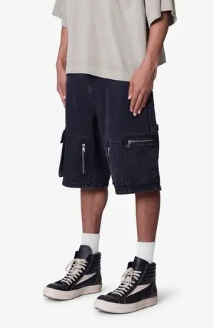 Mnml Baggy Zipper Denim Cargo Shorts