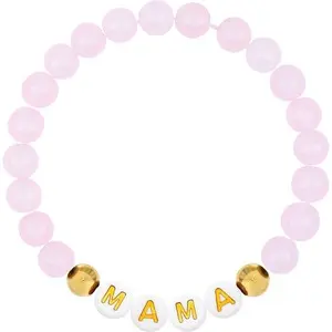 EMMA RAE 14k Gold Filled & Gemstone "mama" Beaded Bracelet - Pink