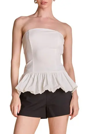 Endless Rose Strapless Bubble Hem Peplum Top