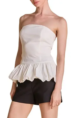 Endless Rose Strapless Bubble Hem Peplum Top