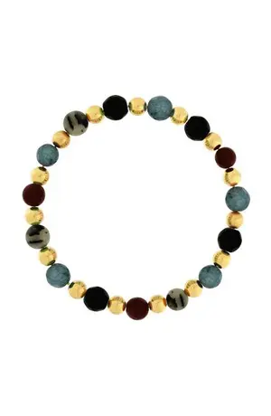 EMMA RAE 14k Gold Filled & Semi-precious Gemstone Beaded Bracelet - Grey