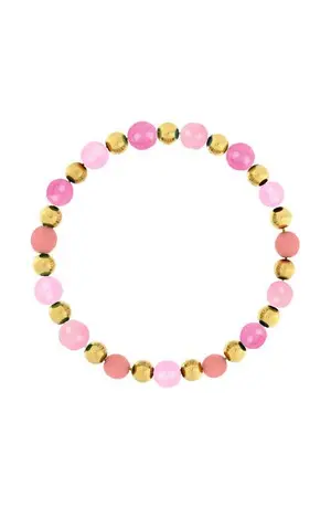 EMMA RAE 14k Gold Filled & Semi-precious Gemstone Beaded Bracelet - Pink