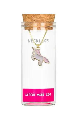 LITTLE MISS ZOE Unicorn Charm Pendant Necklace - Pink