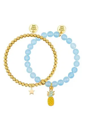LITTLE MISS ZOE Gemstone And Gold Bracelet Set - Blue