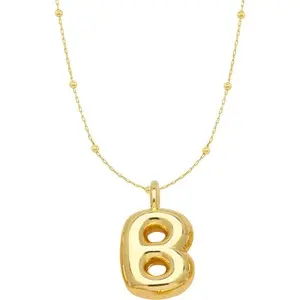 EMMA RAE 14K Gold Plated Bubble Initial Pendant Necklace Letter B