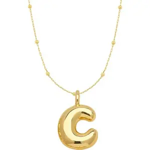 EMMA RAE 14K Gold Plated Bubble Initial Pendant Necklace Letter C