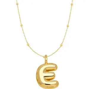 EMMA RAE 14K Gold Plated Bubble Initial Pendant Necklace Letter E