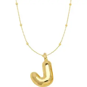EMMA RAE 14K Gold Plated Bubble Initial Pendant Necklace Letter J
