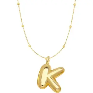EMMA RAE 14K Gold Plated Bubble Initial Pendant Necklace Letter K