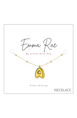 EMMA RAE 14k Gold Plated Bubble Initial Pendant Necklace - Letter W
