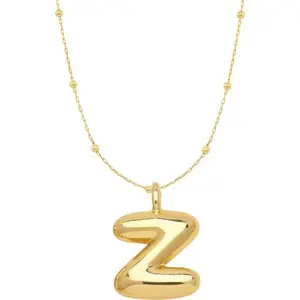 EMMA RAE 14K Gold Plated Bubble Initial Pendant Necklace Letter Z