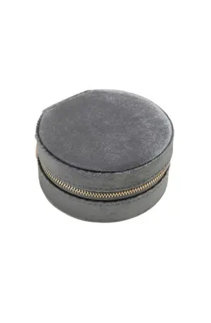 EMMA RAE Velvet Circle Jewelry Case - Grey