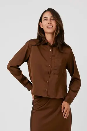 BY TESS COLLECTION Ella Blouse - Chocolate