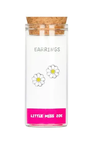 LITTLE MISS ZOE Daisy Stud Earrings - White/ Pink