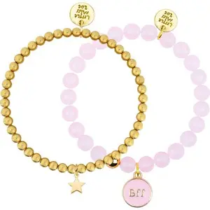 LITTLE MISS ZOE Gemstone And Gold Bracelet Set - Pink