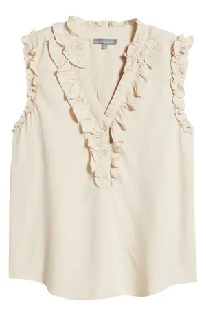 Wit & Wisdom Ruffle Accent Sleeveless Top - Macadamia