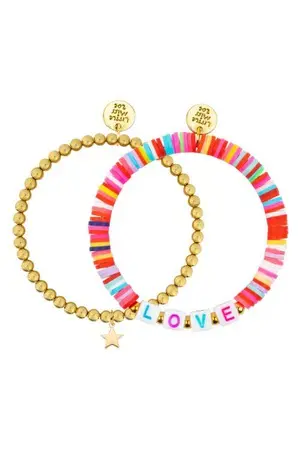 LITTLE MISS ZOE Love Vinyl And Gold Bracelet Set - Rainbow