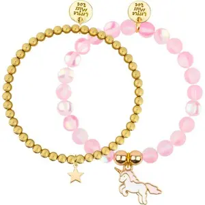 LITTLE MISS ZOE Unicorn Moonstone Bracelet Set - Pink