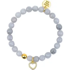 LITTLE MISS ZOE Pave Heart Gemstone Bracelet - Grey