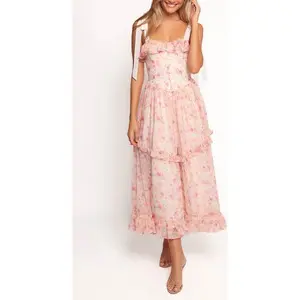 PETAL & PUP Zenith Ruffle Tie Strap Maxi Dress