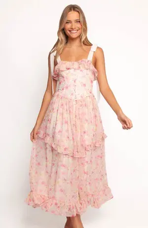 PETAL & PUP Zenith Ruffle Tie Strap Maxi Dress