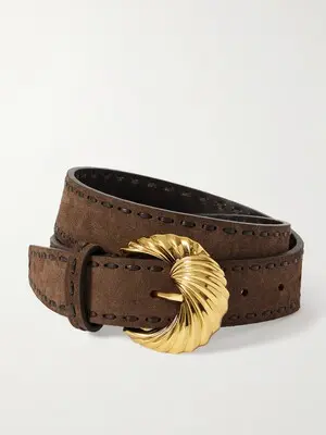 ETRO Leather-Trimmed Suede Belt