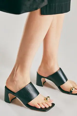 Anthropologie Toe-ring Block-heel Mules - Black