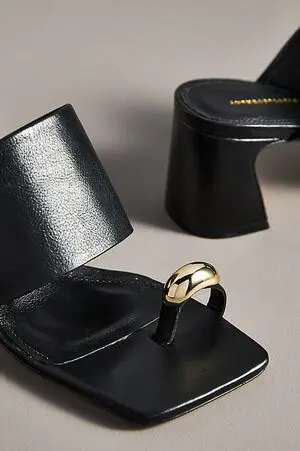 Anthropologie Toe-ring Block-heel Mules - Black